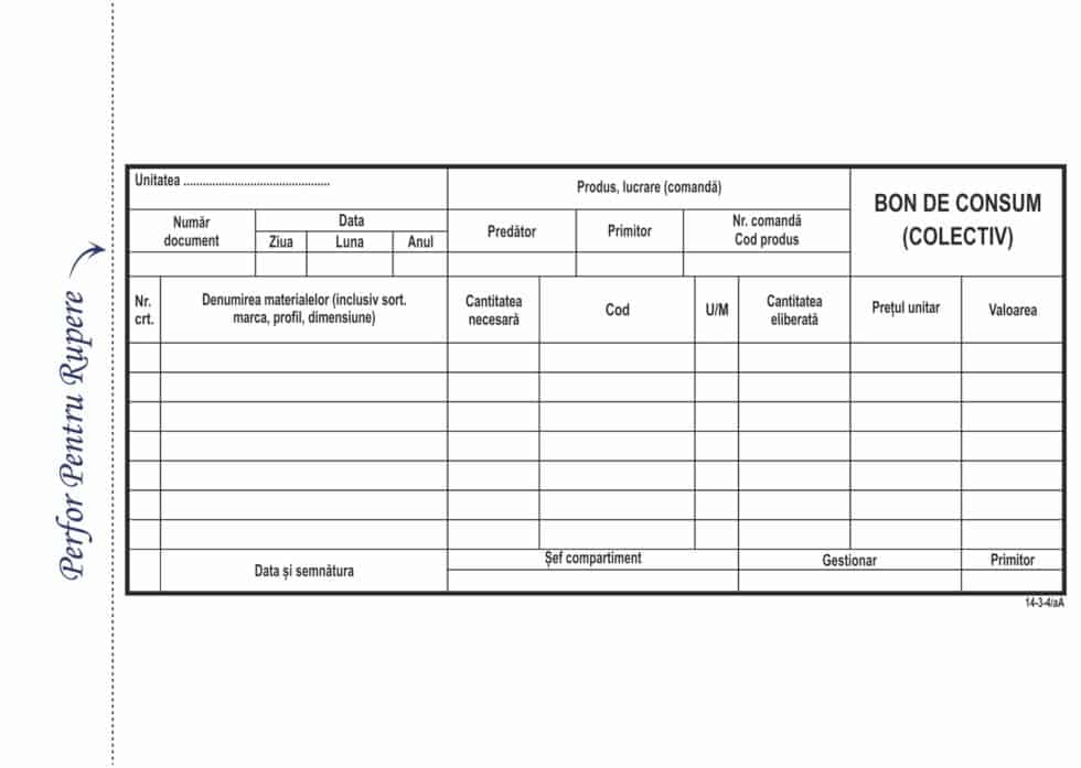 BON DE CONSUM PERSONALIZAT - EUROPAPER BRASOV