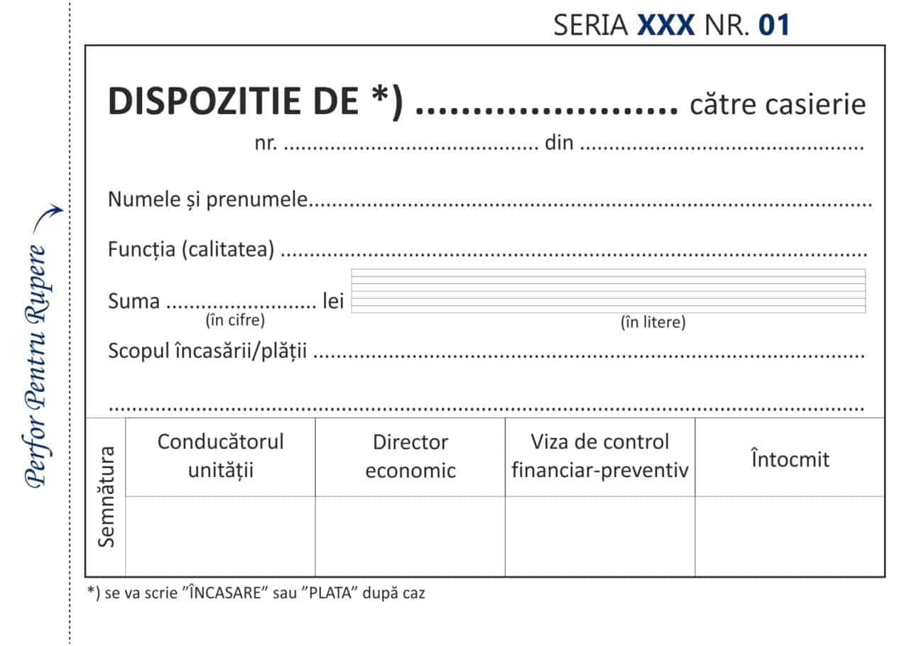 DISPOZITIE DE PLATA PERSONALIZATA - EUROPAPER BRASOV