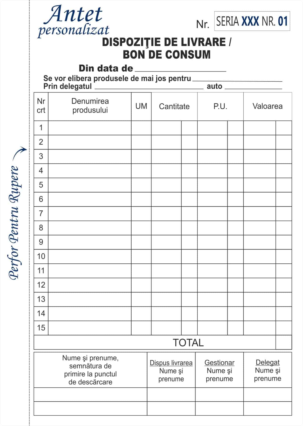 Dispozitie de Livrare – Bon consum - EUROPAPER BRASOV